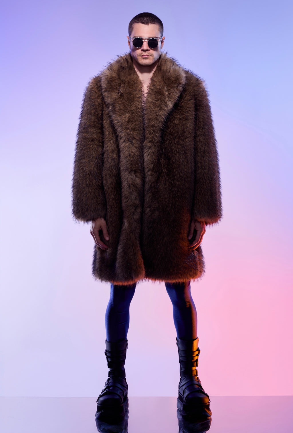 Starman Brown Men's Faux Fur Coat by Dani Watanabe – HARMONIA NY